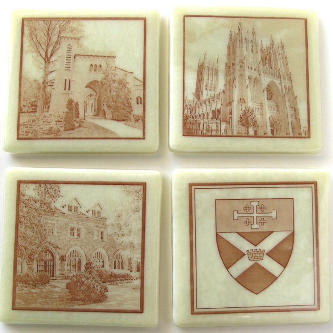 St Albans School Coaster Set – Cathedral & Crest, Handmade Glass (set ...