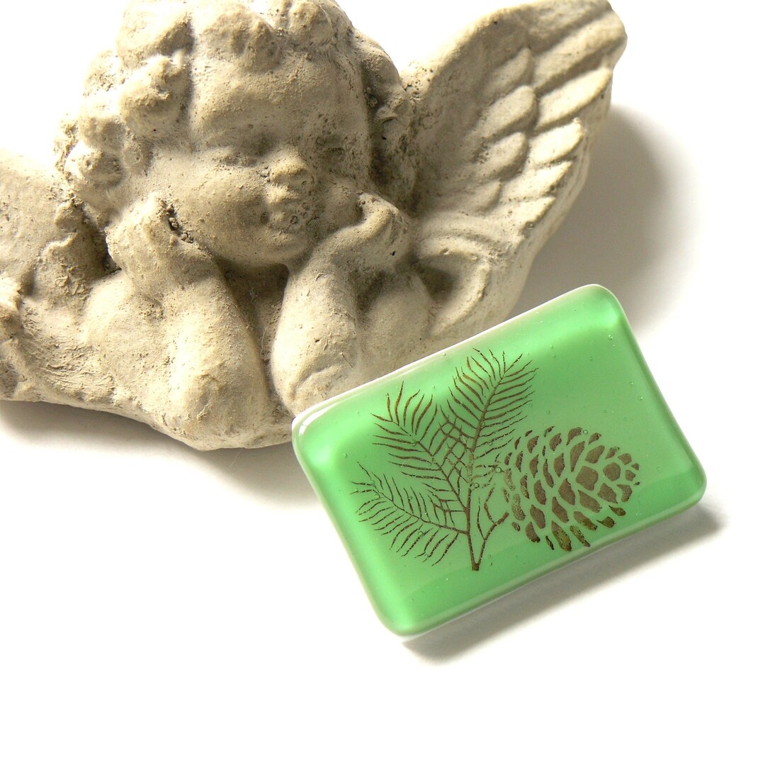 Fused Glass Shawl Pin – Pine Cone, Fir Tree Graphic - Etsy