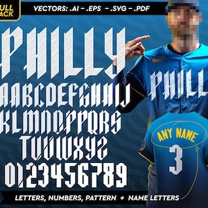 PHILLY PHILADEPHIA city connect Font Pack Jersey A-Z Letters & 0-9 ...