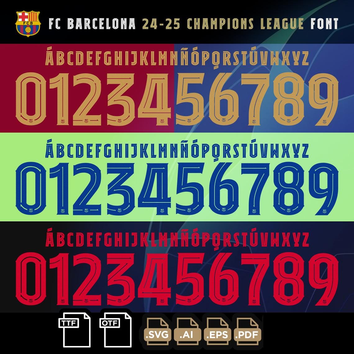 Barcelona FC Champions League Font 2024-2025 | Barça Custom Letters ...