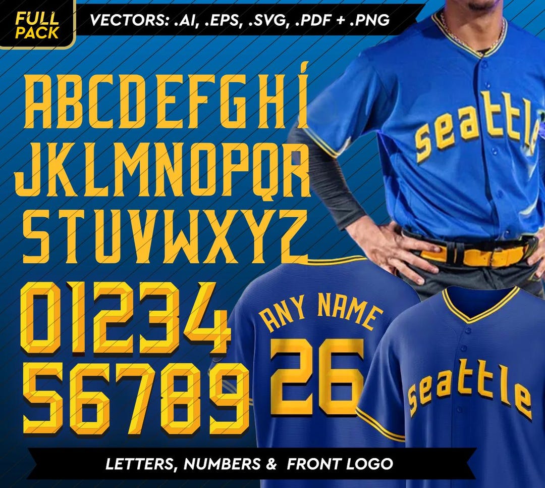Seattle Mariners City Connect FONT - Numbers & Letters – Vector Bundle ...