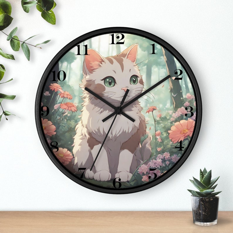 Whimsical Cat Wall Art-unique Japanese Cat Clock for Kids' Room Decor ...