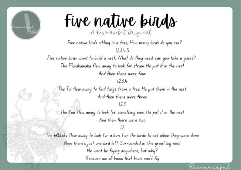 Five Native Birds Board Story New Zealand Preschool Teacher Resources ...