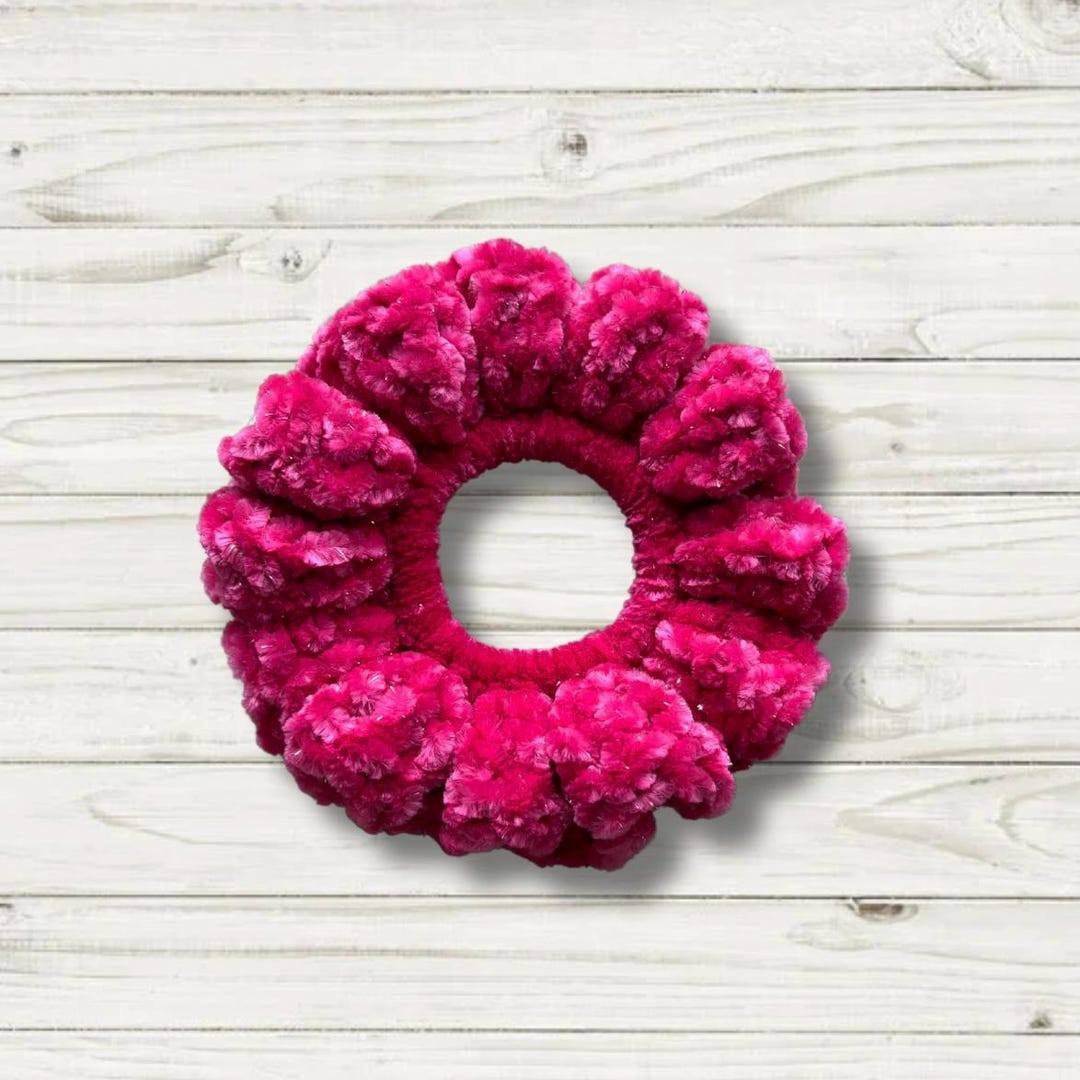Singular Luxurious Crochet Velvet Hair Scrunchie - Sparkly Hot Pink ...