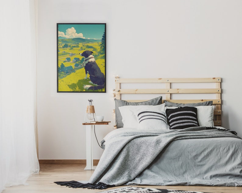 Anime Border Collie Print, Border Collie Wall Art, Dog Wall Art ...