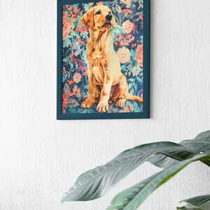 Cute Floral Golden Retriever Print for Dog Owners, Labrador Print for ...