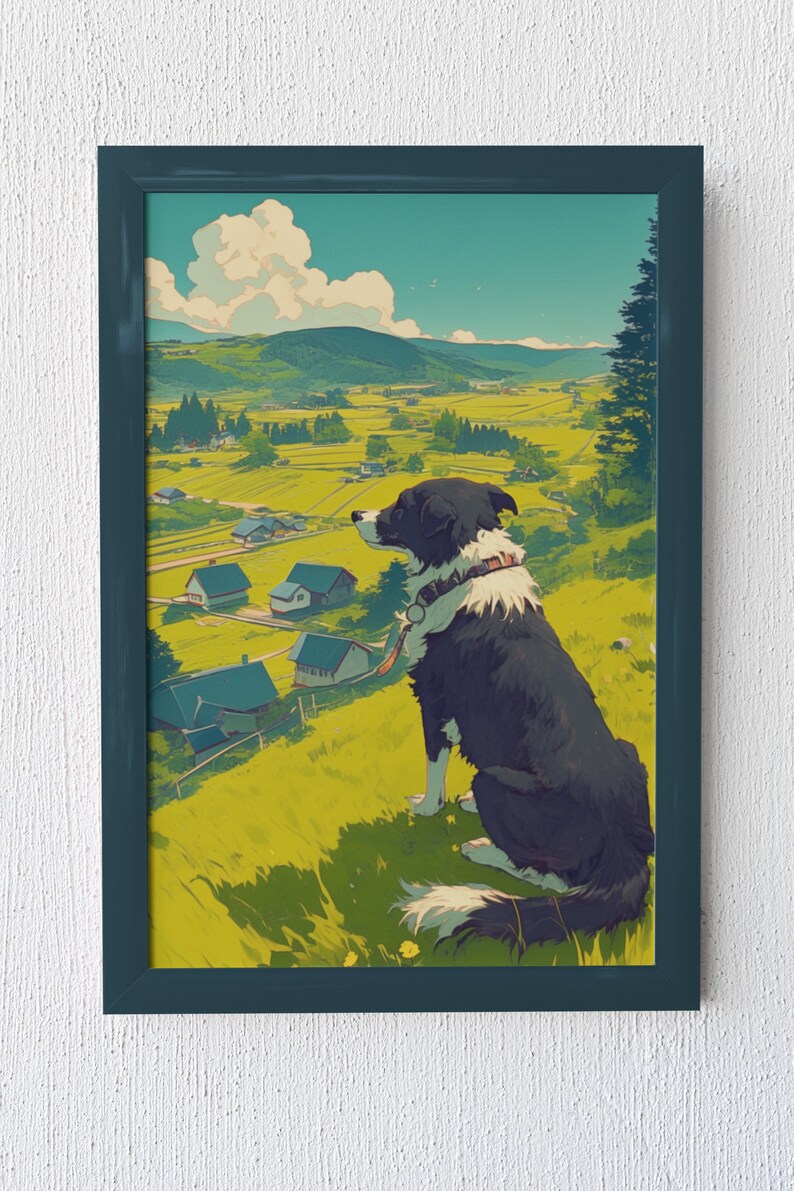 Anime Border Collie Print, Border Collie Wall Art, Dog Wall Art ...