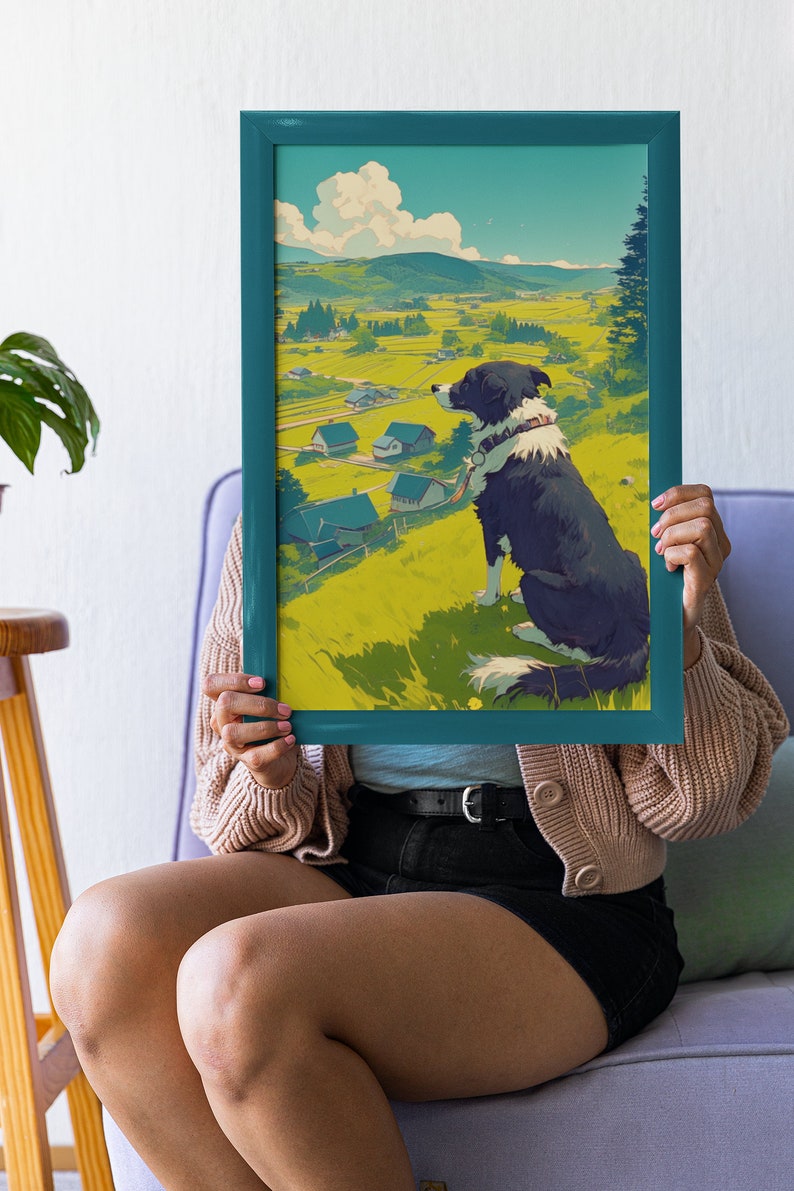 Anime Border Collie Print, Border Collie Wall Art, Dog Wall Art ...