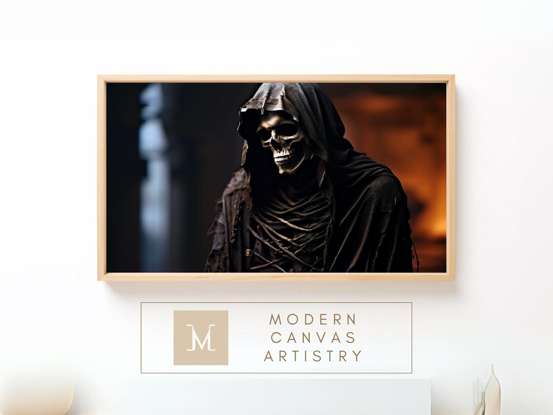 Frame TV Halloween Art Grim Reaper Skull Art for Dark Halloween Reaper ...