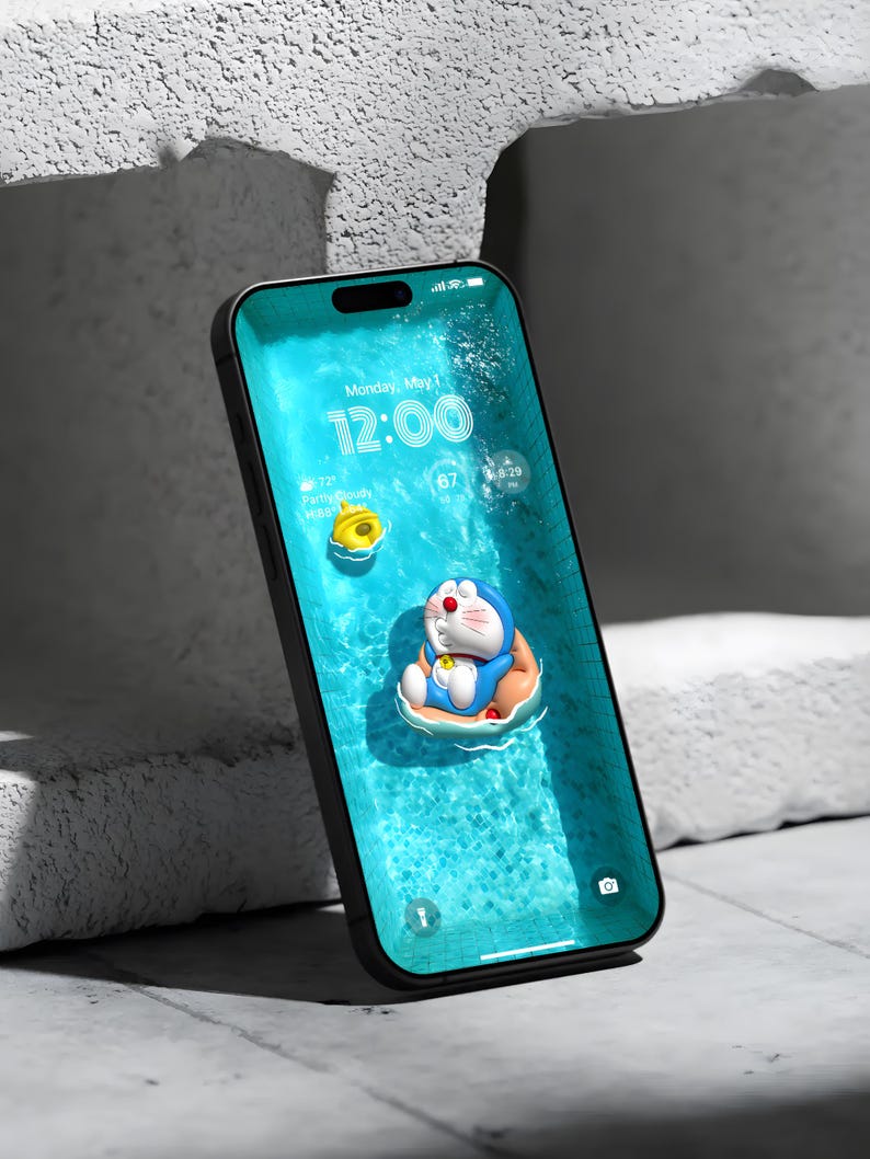Doraemon 3D Effect Summer Pool iPhone & Android Wallpaper 10K Ultra HD ...