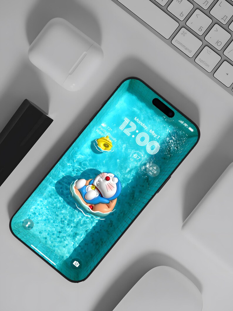 Doraemon 3D Effect Summer Pool iPhone & Android Wallpaper 10K Ultra HD ...