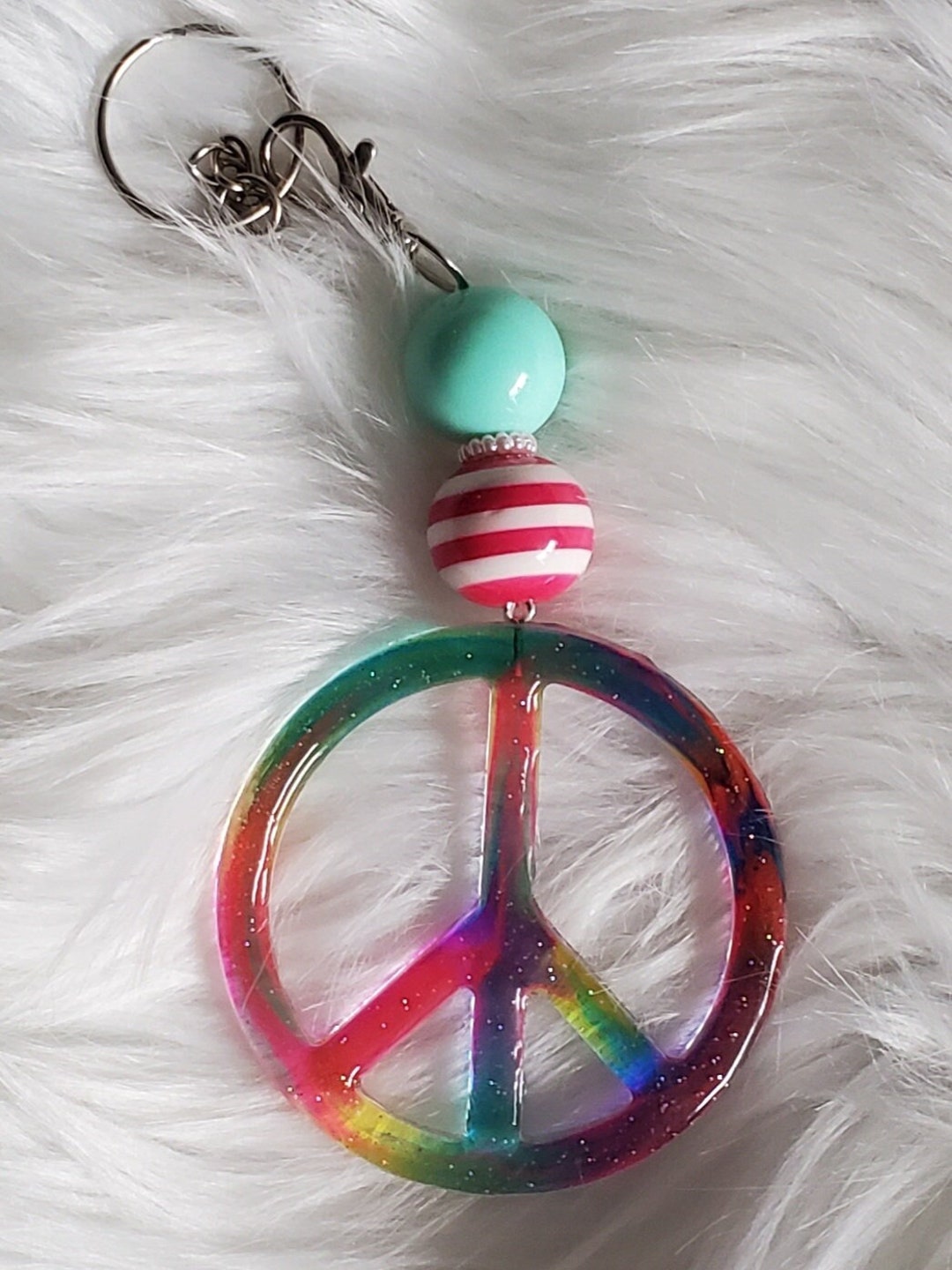 Peace Sign - Tie Dye Keychain - Etsy