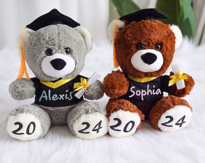 Personalised Graduation Teddy Flower Bouquet, Forever Keepsake, Artificial Flowers ...
