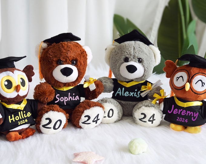 Personalised Graduation Teddy Flower Bouquet, Forever Keepsake, Artificial Flowers ...