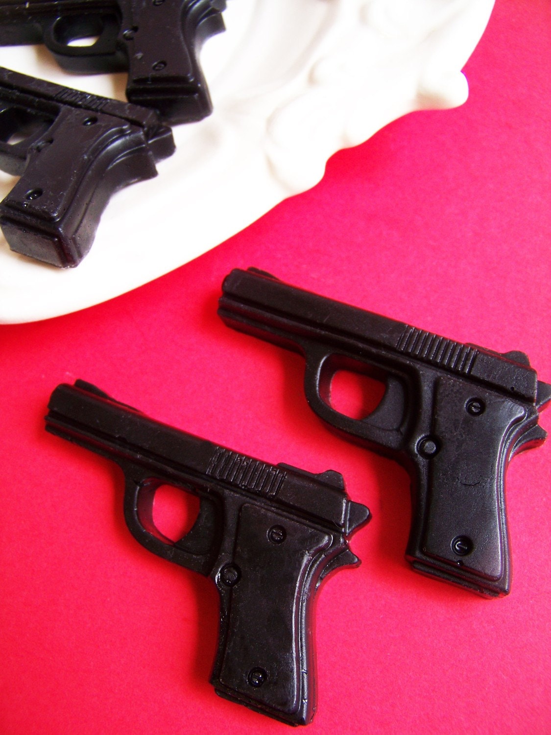 Gun Soap Black Cherry Set: Soap Gun, Handgun Soap, Gift for Him, Pistol ...