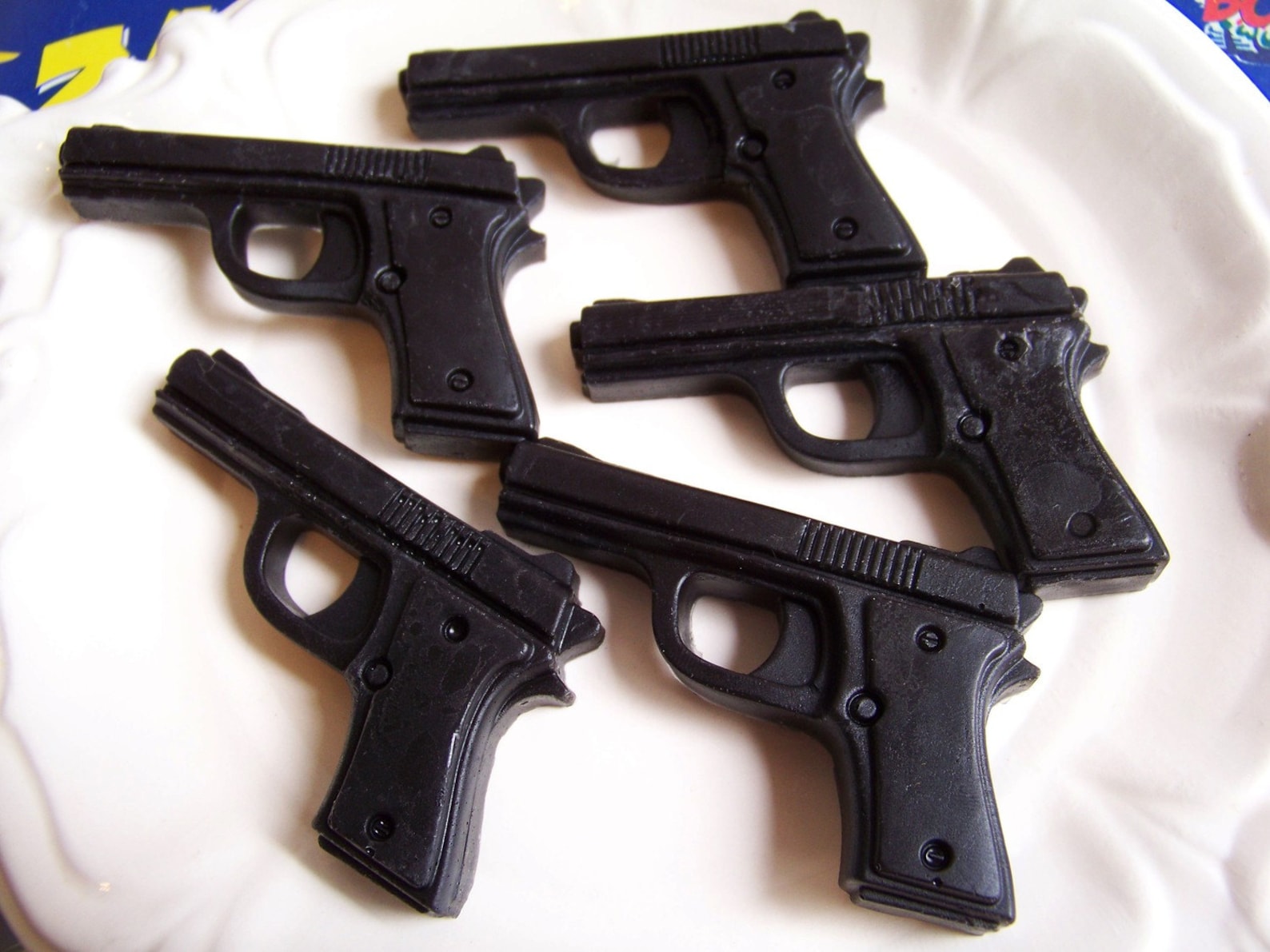 Gun Soap Black Cherry Set: Soap Gun, Handgun Soap, Gift for Him, Pistol ...