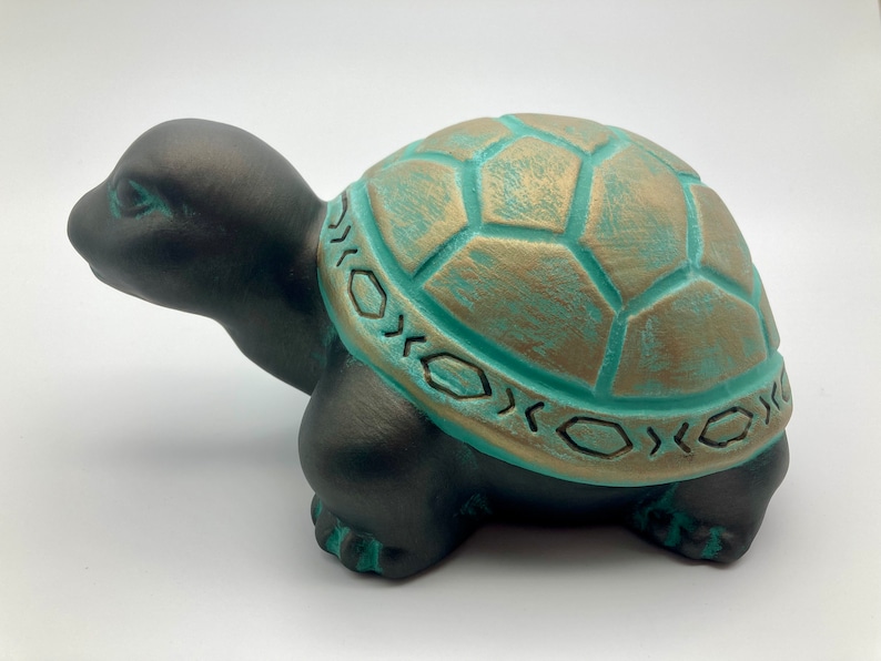 Hand Painted Ceramic Turtle/tortoise With Aged/weathered Bronze ...