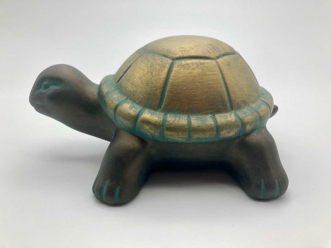 Hand Painted Ceramic Turtle/tortoise With Aged Bronze & Copper Look ...