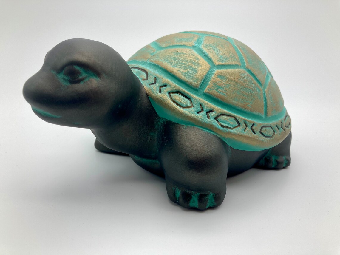 Hand Painted Ceramic Turtle/tortoise With Aged/weathered Bronze ...