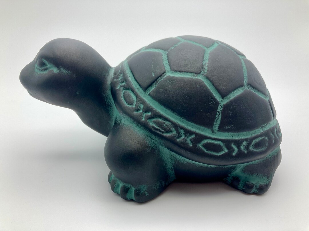Hand Painted Ceramic Turtle/tortoise With Aged/weathered Bronze & Green ...