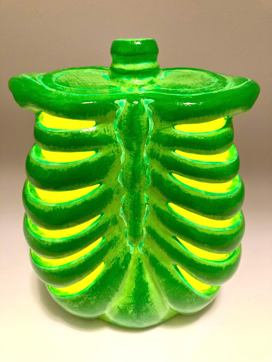 6.5" Green Ceramic Rib Cage / Glow in the Dark & Lights up / Hand ...