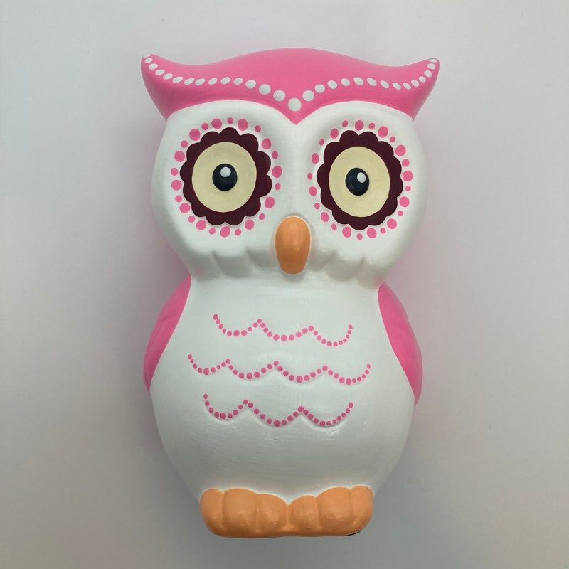 Hand Painted Ceramic Owl Bank - Etsy