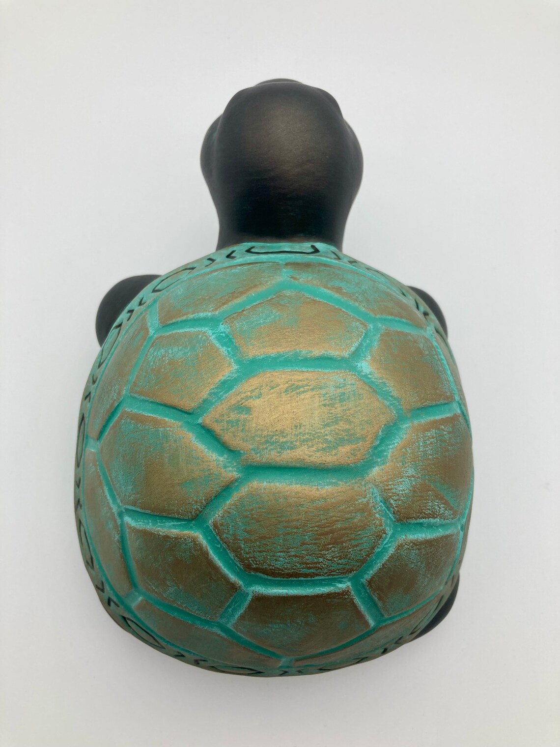 Hand Painted Ceramic Turtle/tortoise With Aged/weathered Bronze ...