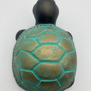 Hand Painted Ceramic Turtle/tortoise With Aged/weathered Bronze ...