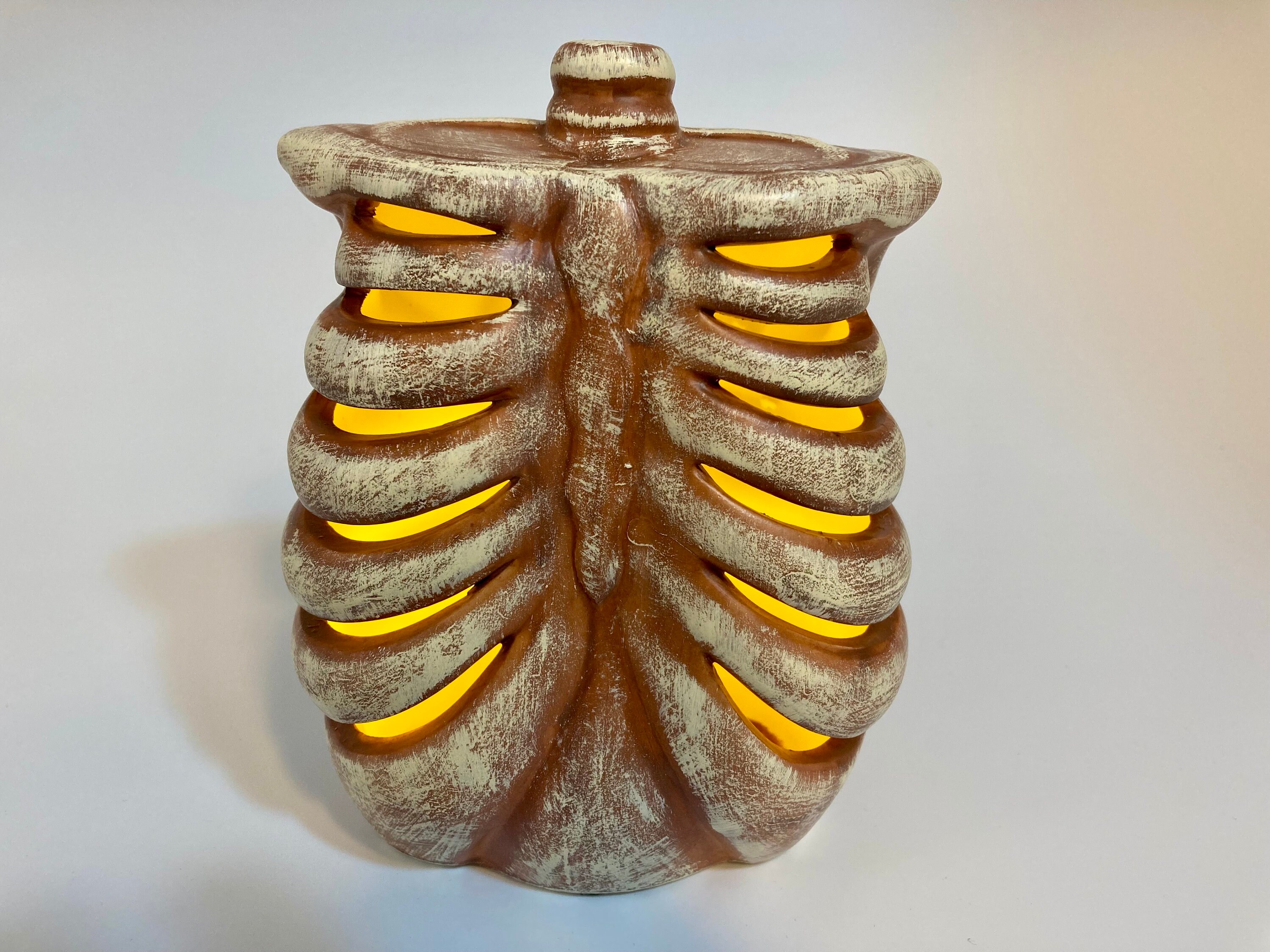 6.5" Light up Ceramic Rib Cage / Hand Painted Aged Look - Etsy