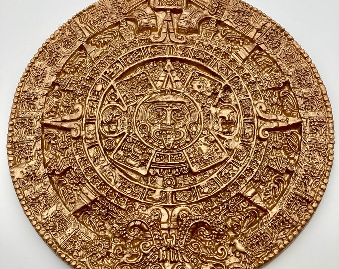 10" Hand Painted Gold Mayan/aztec Calendar Wall Art - Etsy