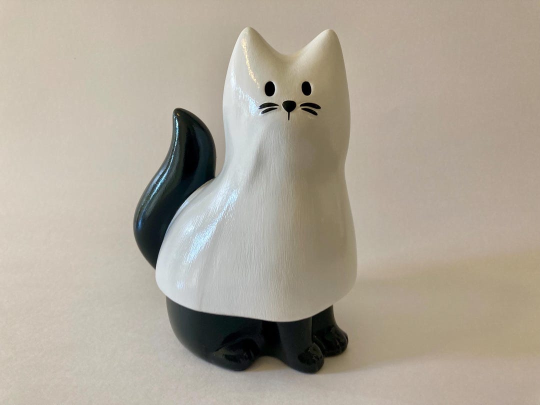 Hand Painted Light-up Ceramic Ghost Cat / Halloween Decor - Etsy