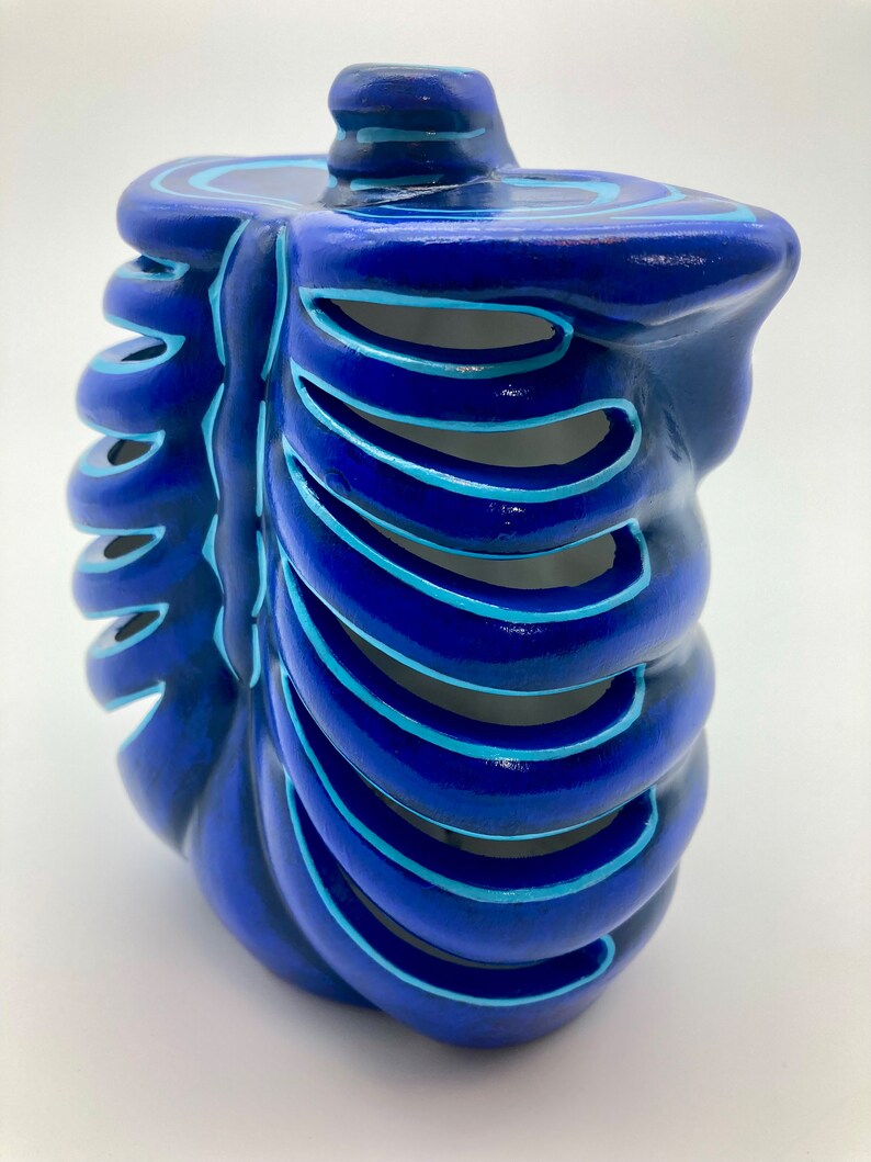 6.5" Light up Ceramic Rib Cage / Hand Painted Blue - Etsy