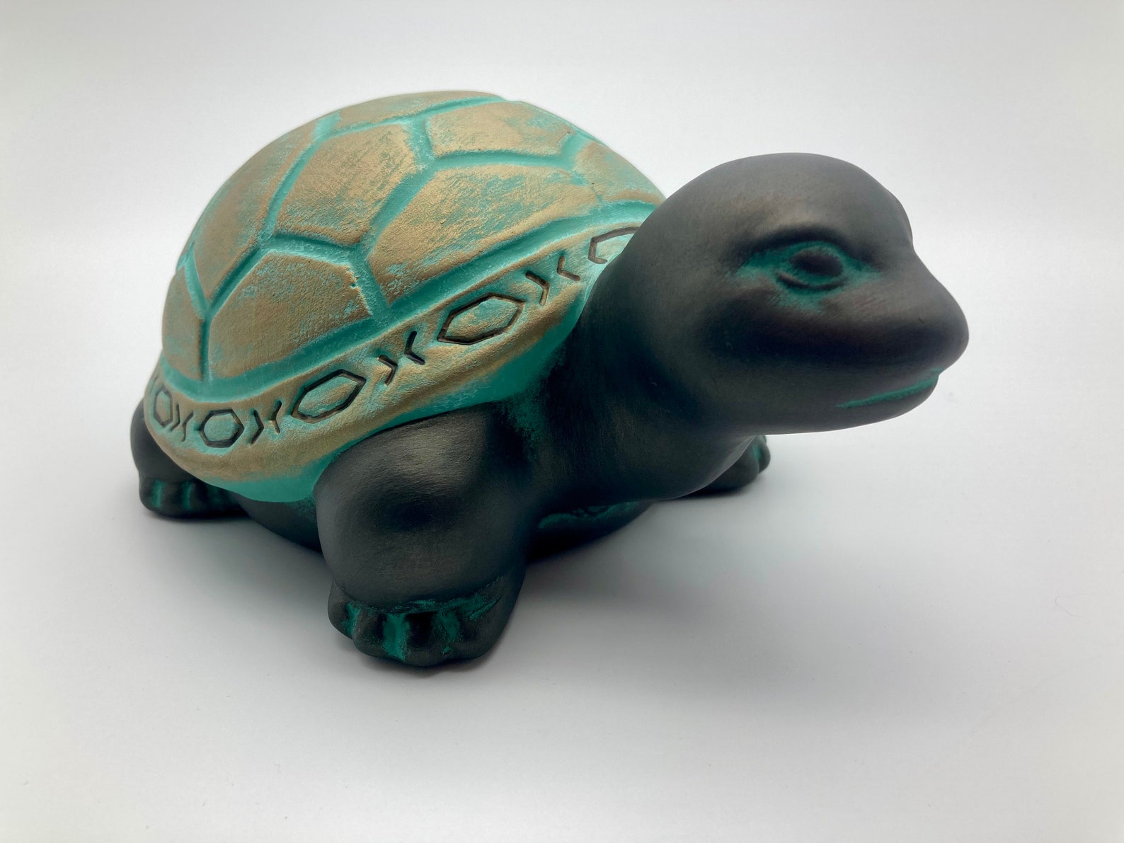 Hand Painted Ceramic Turtle/tortoise With Aged/weathered Bronze ...