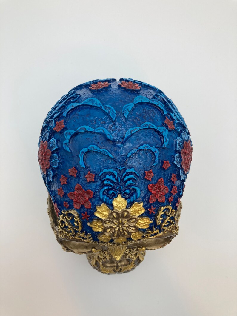Hand Painted Large Resin Skull / Day of the Dead/dia De Los Muertos ...