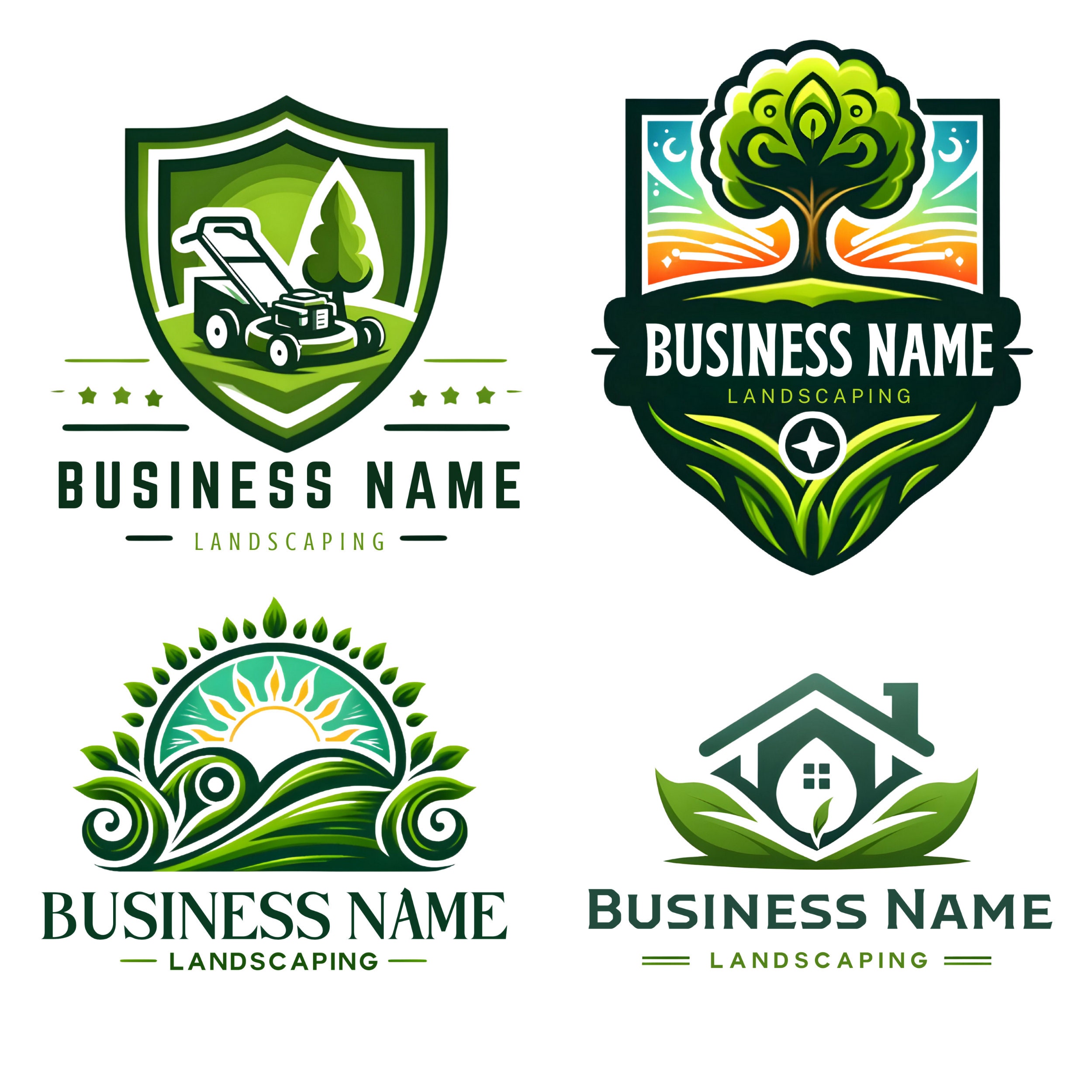 Landscaping Services Logo, Lawn Care Logo, DIY Logo Design Template ...