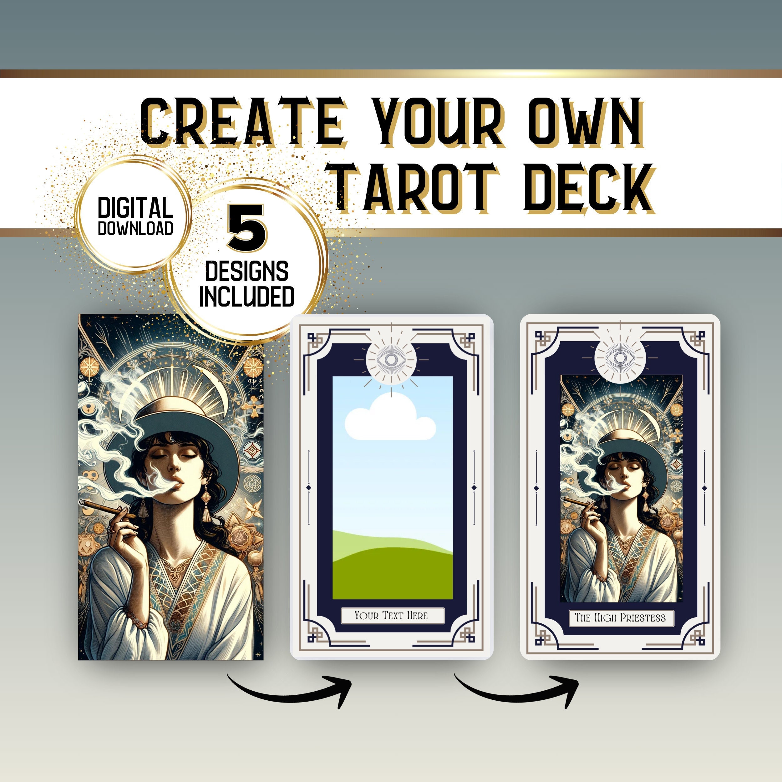 DIY Tarot Card Editable Template, Custom Tarot Card Canva Template ...