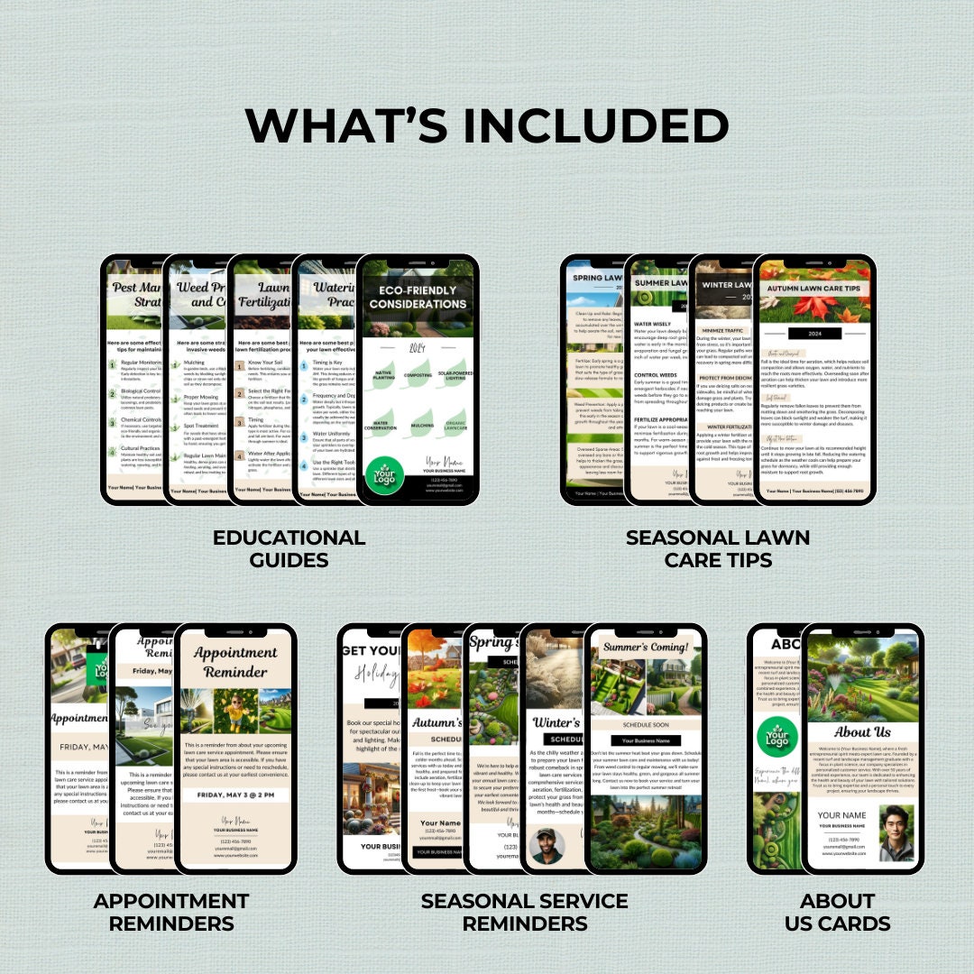 Pre-made Editable Digital Communications and Marketing Kit for Lawn ...