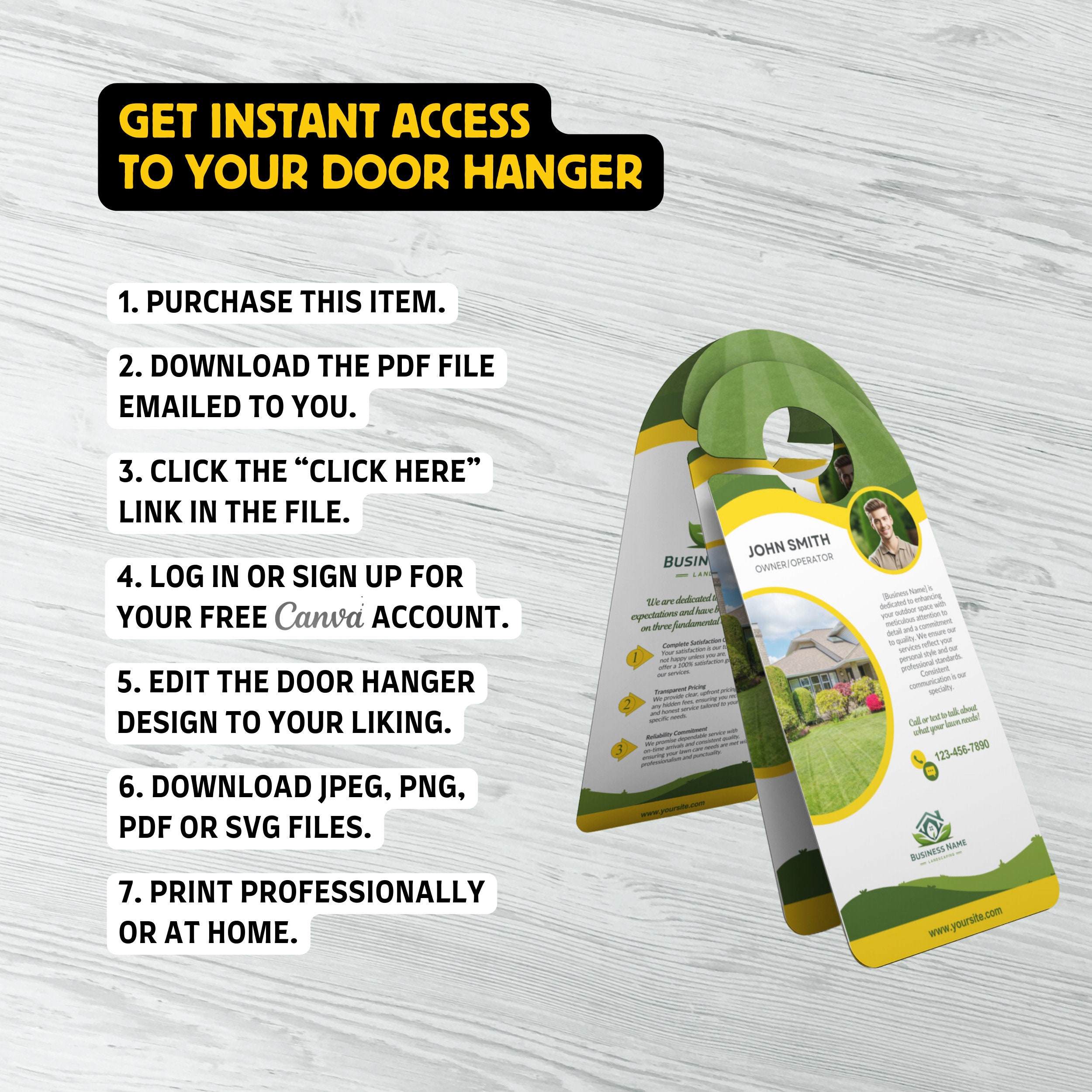Door Hanger Template for Lawn Care Services, Customizable Landscaping ...