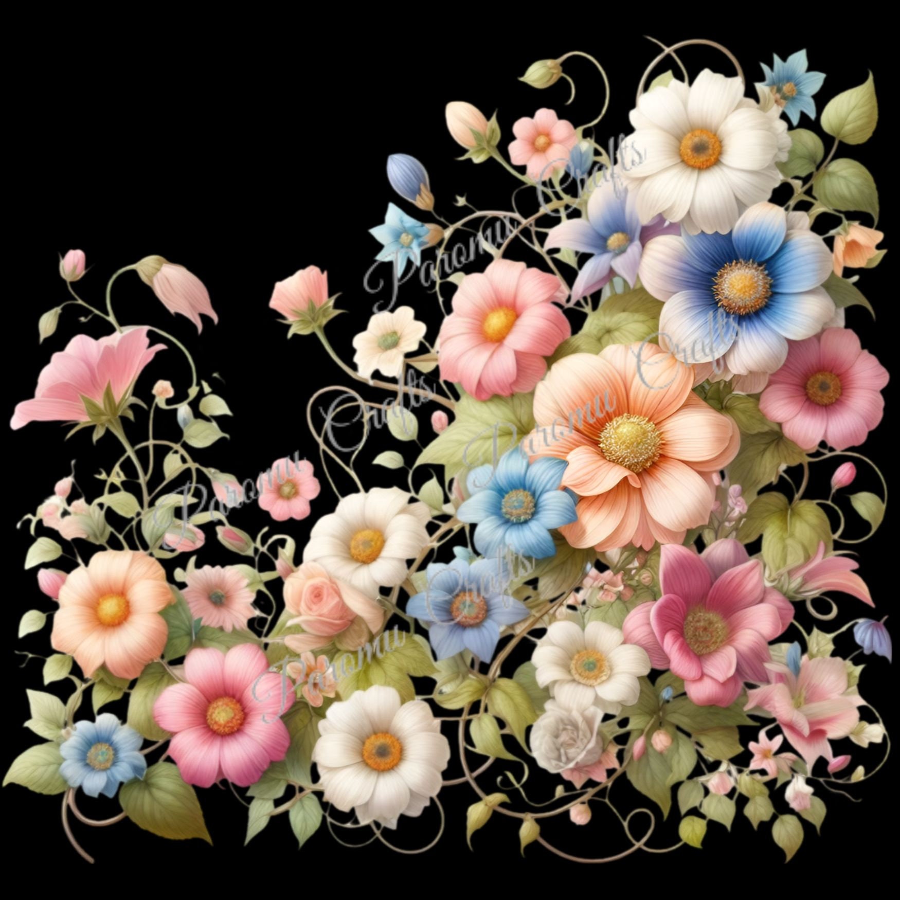 Flower Vine Clipart Transparent Background Flower Corner Vine Card ...
