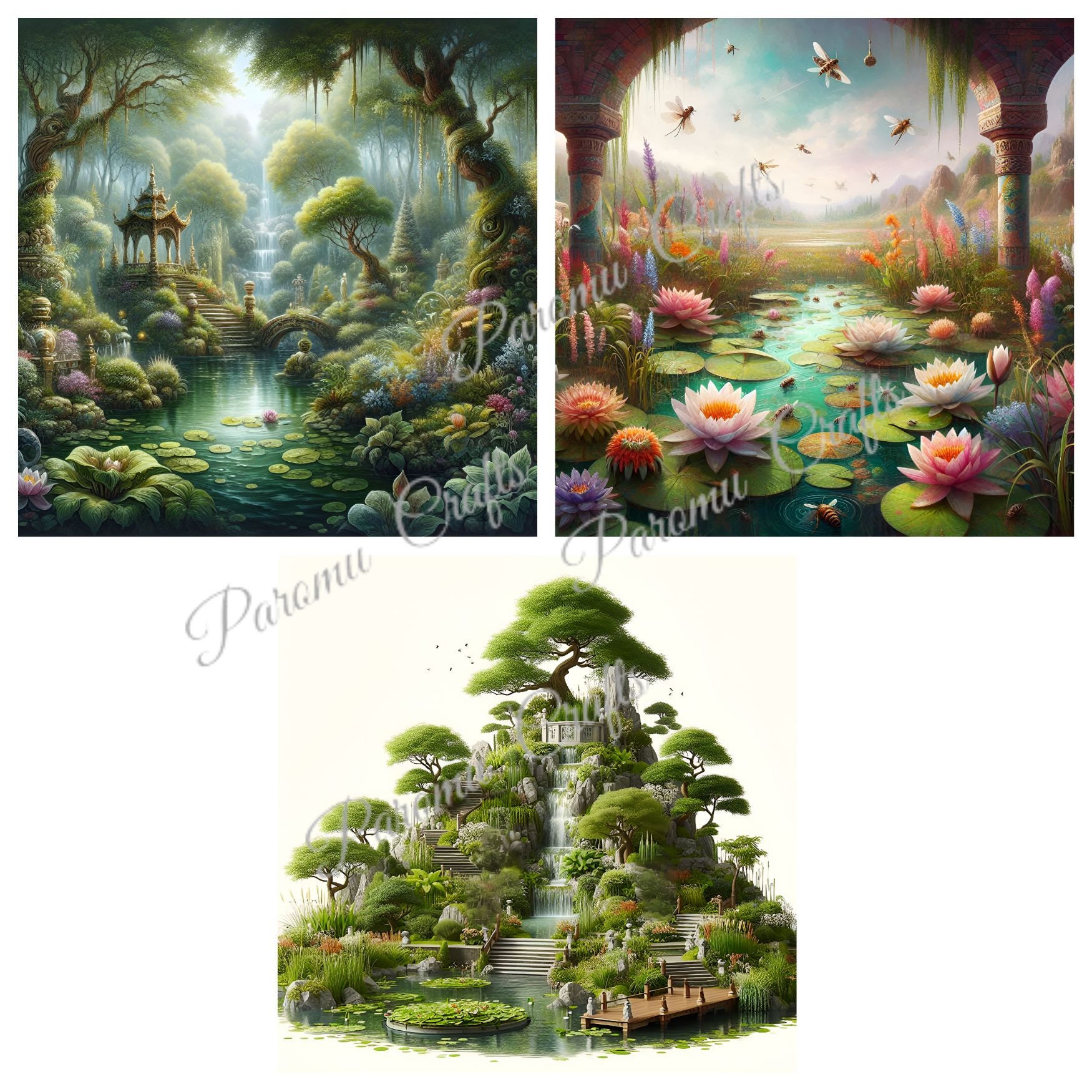 Mystic Pond Clipart Nature Japanese Garden Fantasy Garden Mystic Garden ...