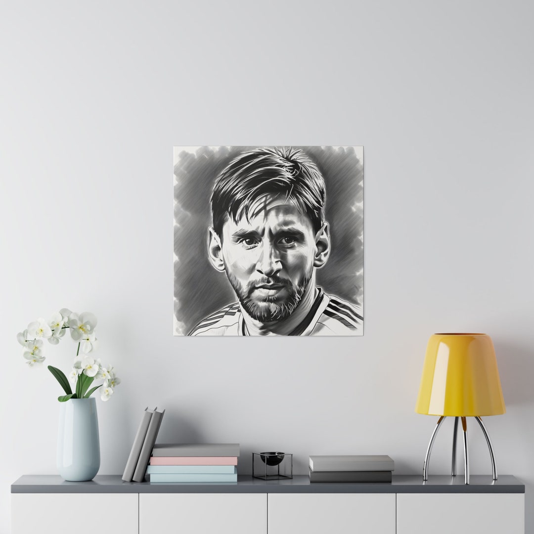Lionel Messi Portrait Painting Square Matte Canvas, Stretched, 0.75 ...