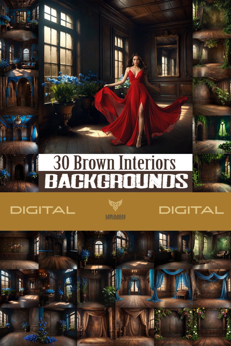 30 BROWN Interiors Backgrounds for Fashion, Portrait, and Maternity ...