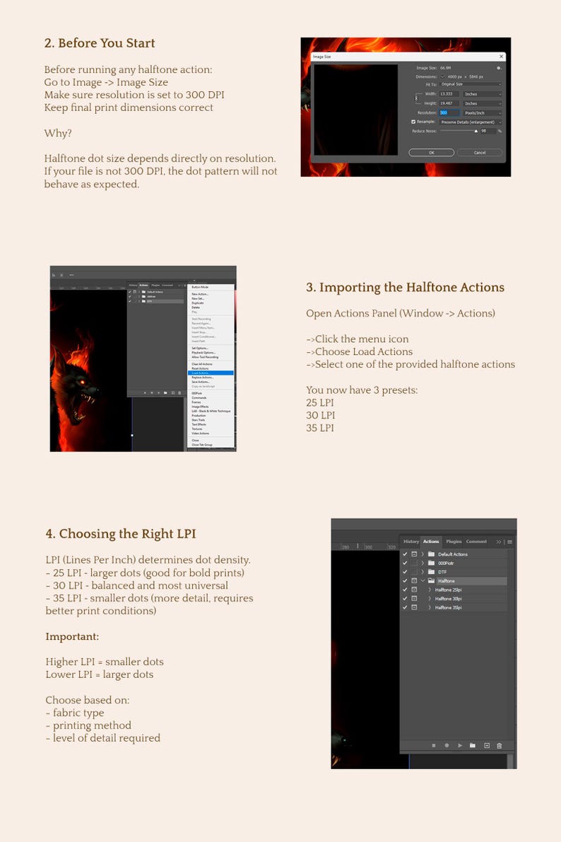 Halftone DTF Photoshop Action | 25, 30, 35 LPI Actions + Beginner Guide ...