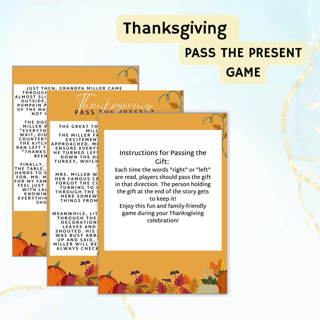 Thanksgiving Left Right Game Easy Thanksgiving Party Games for Kids ...