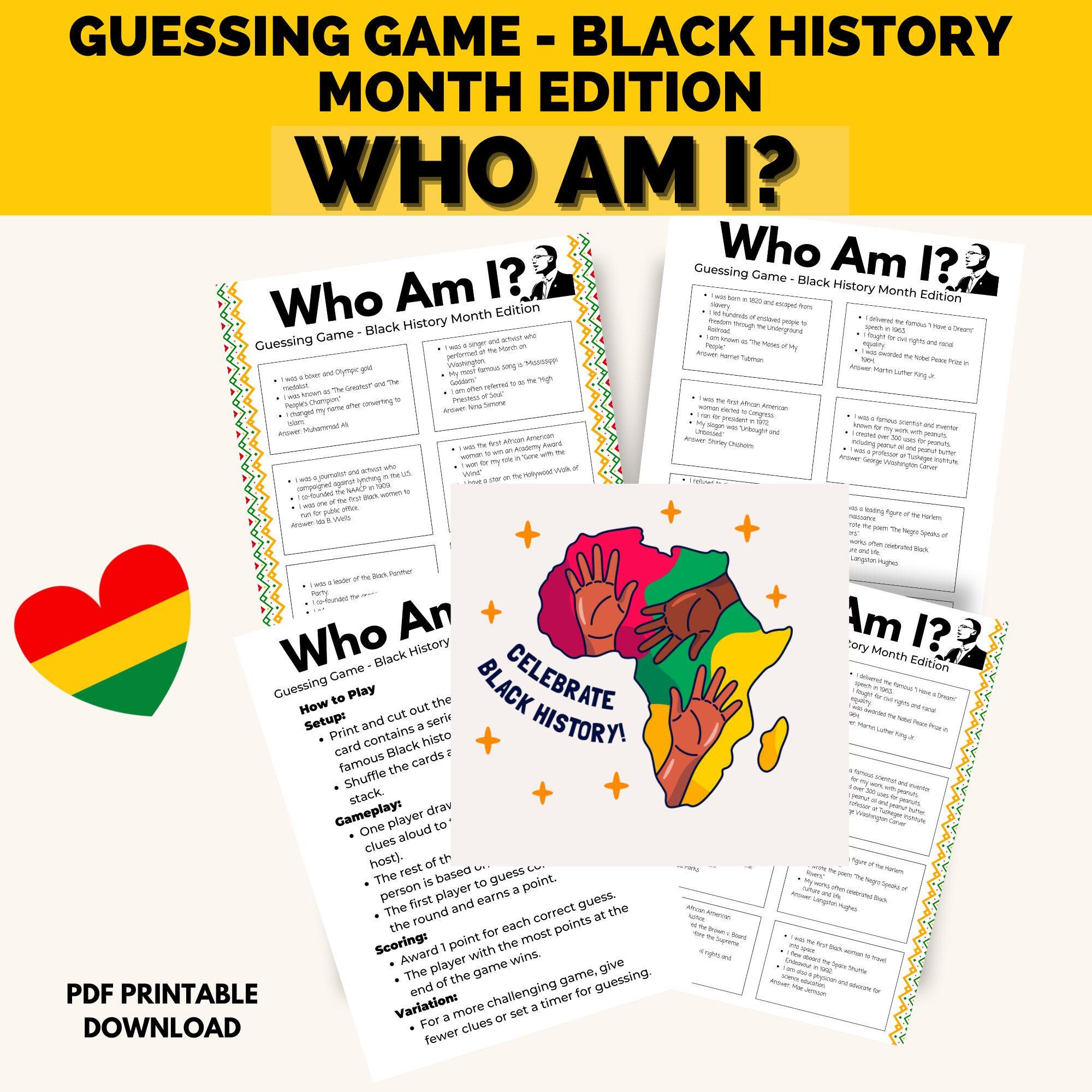 Who Am I? Guessing Game Black History Games, Black History Trivia ...