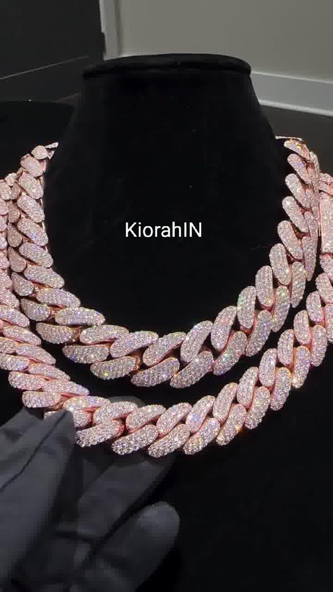 22mm Iced Out Cuban Link Chain | 22 Inch Hip Hop Necklace | Rose Gold ...