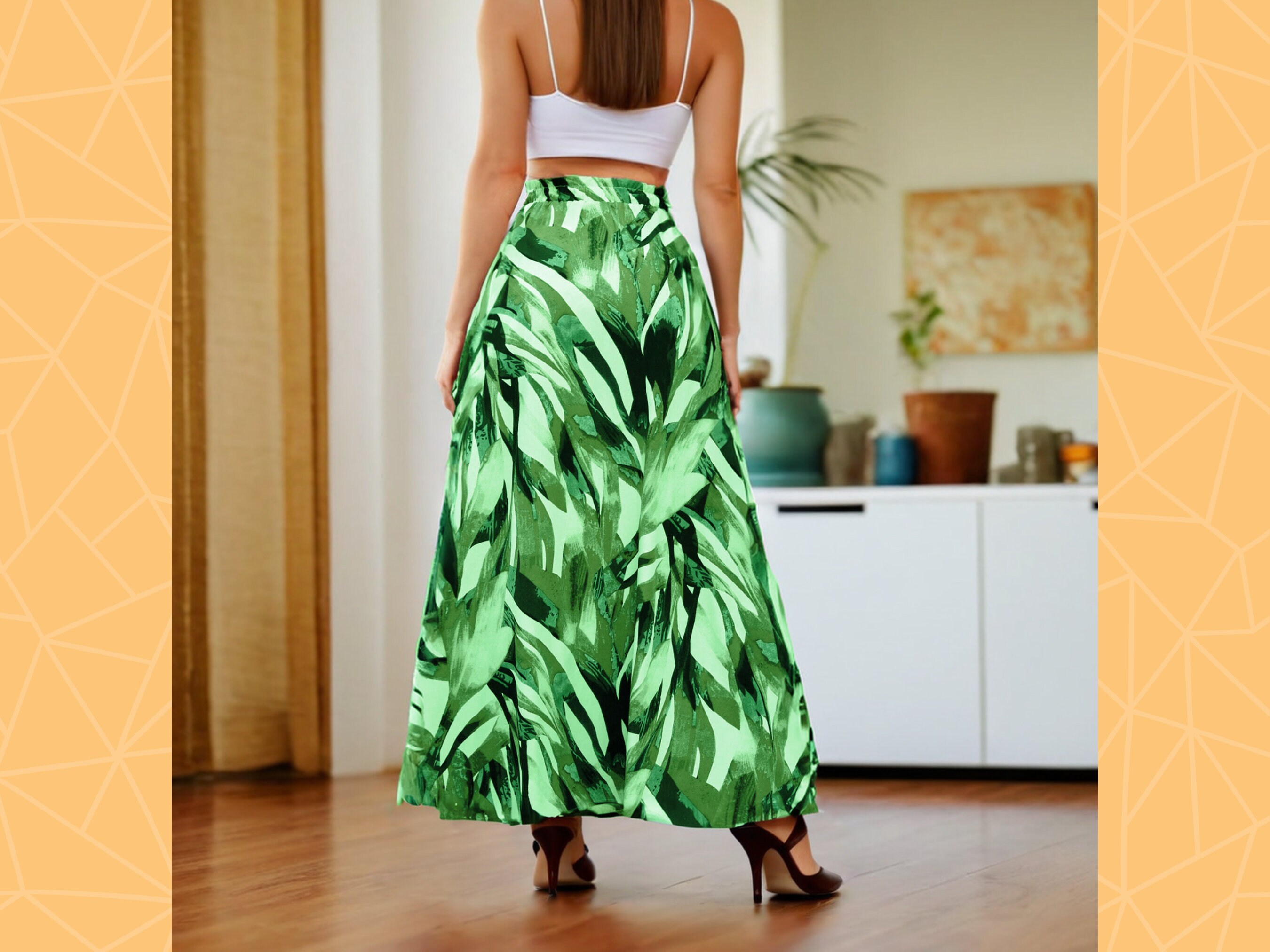 Maxi Slit Skirt Pattern, Long Double Slit Skirt Pattern PDF, Women Easy ...