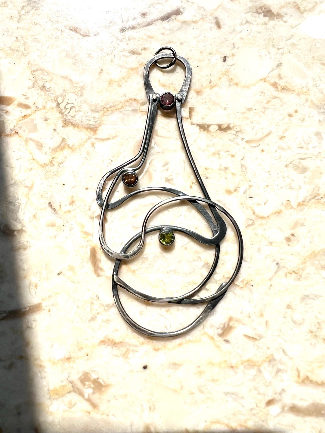 Triple Tourmaline Whiplash Amulet in Sterling Silver - One of a Kind ...