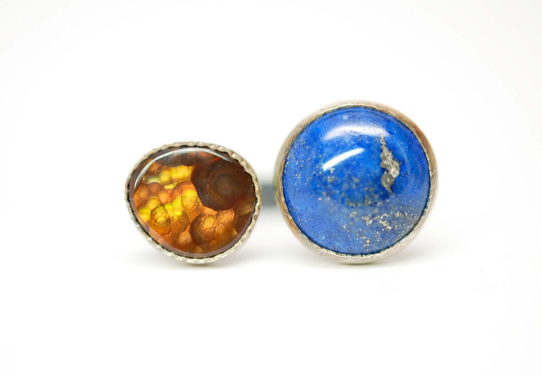 Lapis and Fire Agate Molten Spark Ring No.2 - Fire Agate and Lapis ...