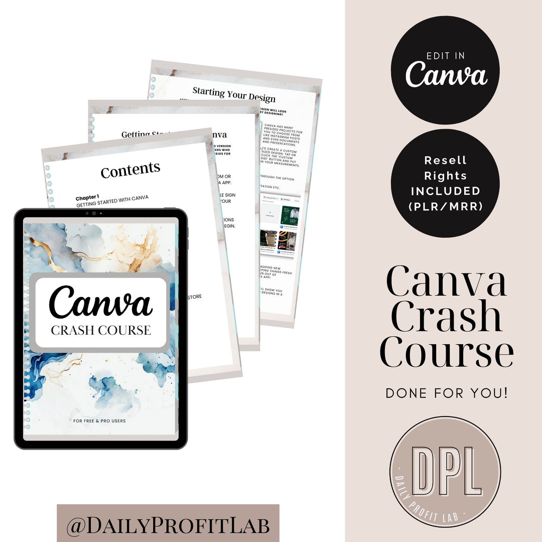 Canva Crash Course With MRR Guide With Master Resell Rights MRR and ...
